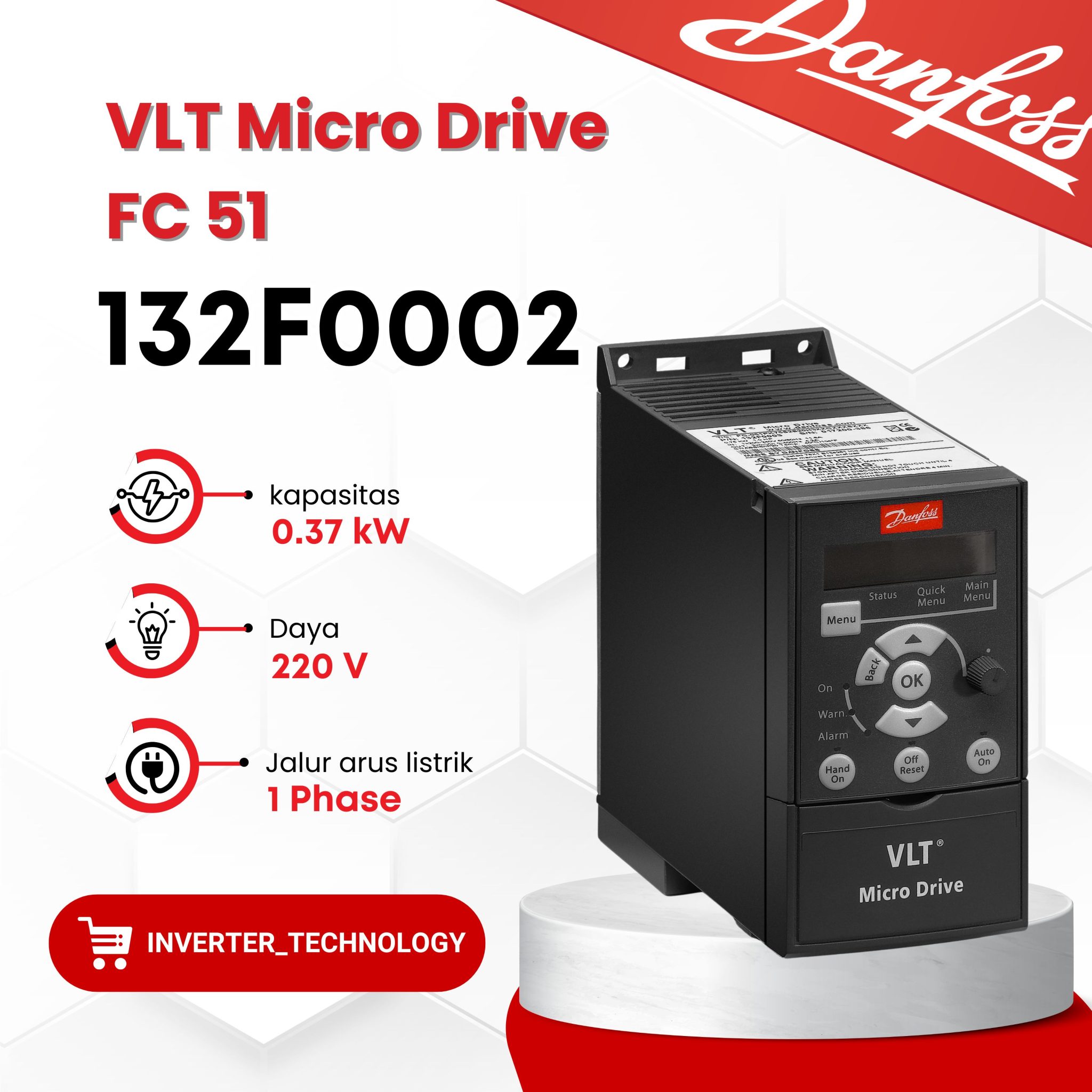 Inverter Danfoss FC051 132F0002 1 Phase 220V 0.37kw Baru dan Original ...